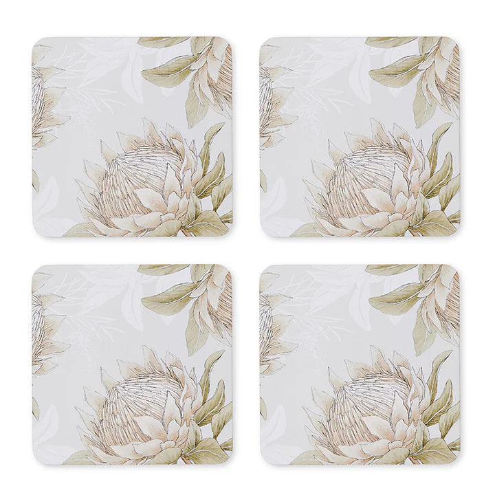 King Protea Square Coasters - Set of 4 – Country Traders Home Life