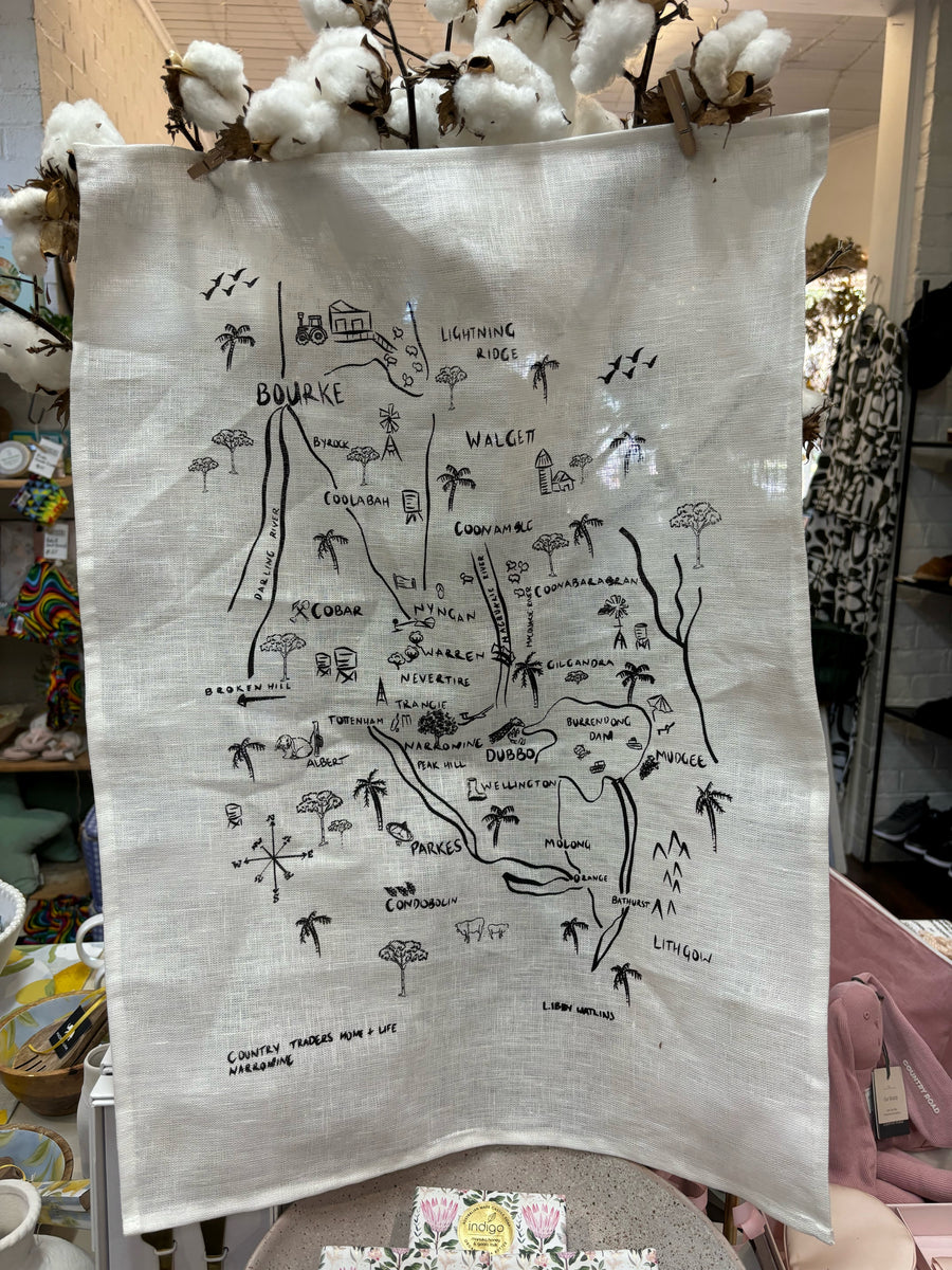 Map Tea Towel in White – Country Traders Home Life